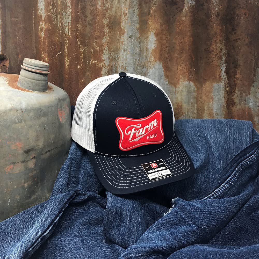 Turnrows Farm Hard 6 Panel Adjustable Mesh Badge Hat (Navy)