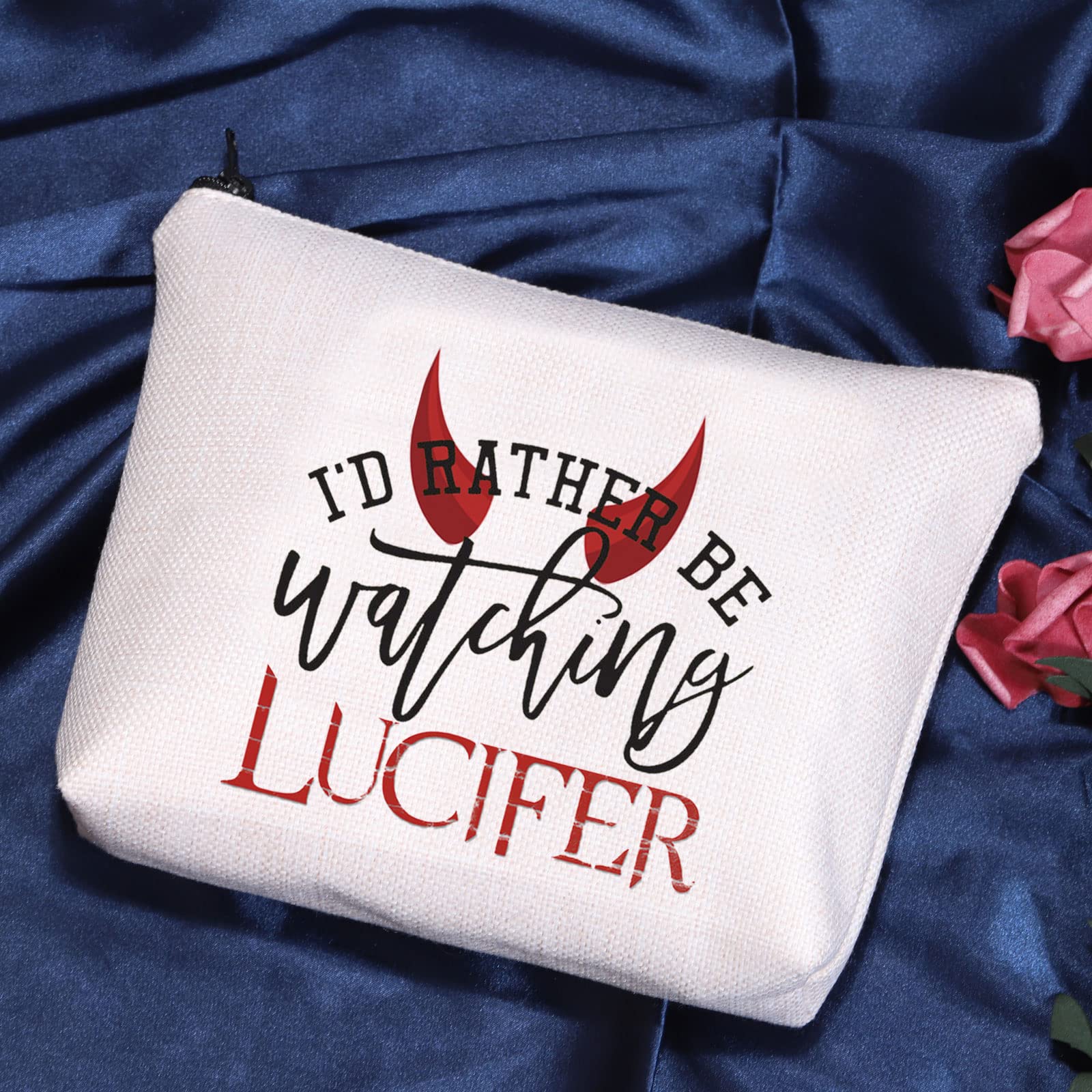 POFULL Lucifer TV Show Inspired Gift Lux Nigh Club Gift I'd Rather Be Watching Lucife Makeup Bag (LUCIFER bag)