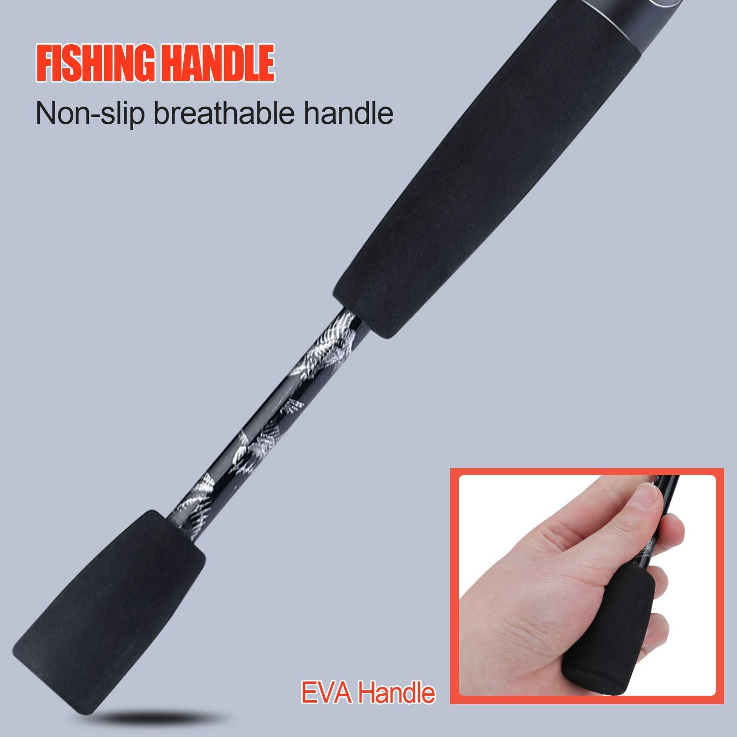 Sougayilang Spinning Rods and Casting Fishing Rods, 2 Piece Rod Composite Graphite and Glass Blanks, Stainless Steel Line Guides-5FT