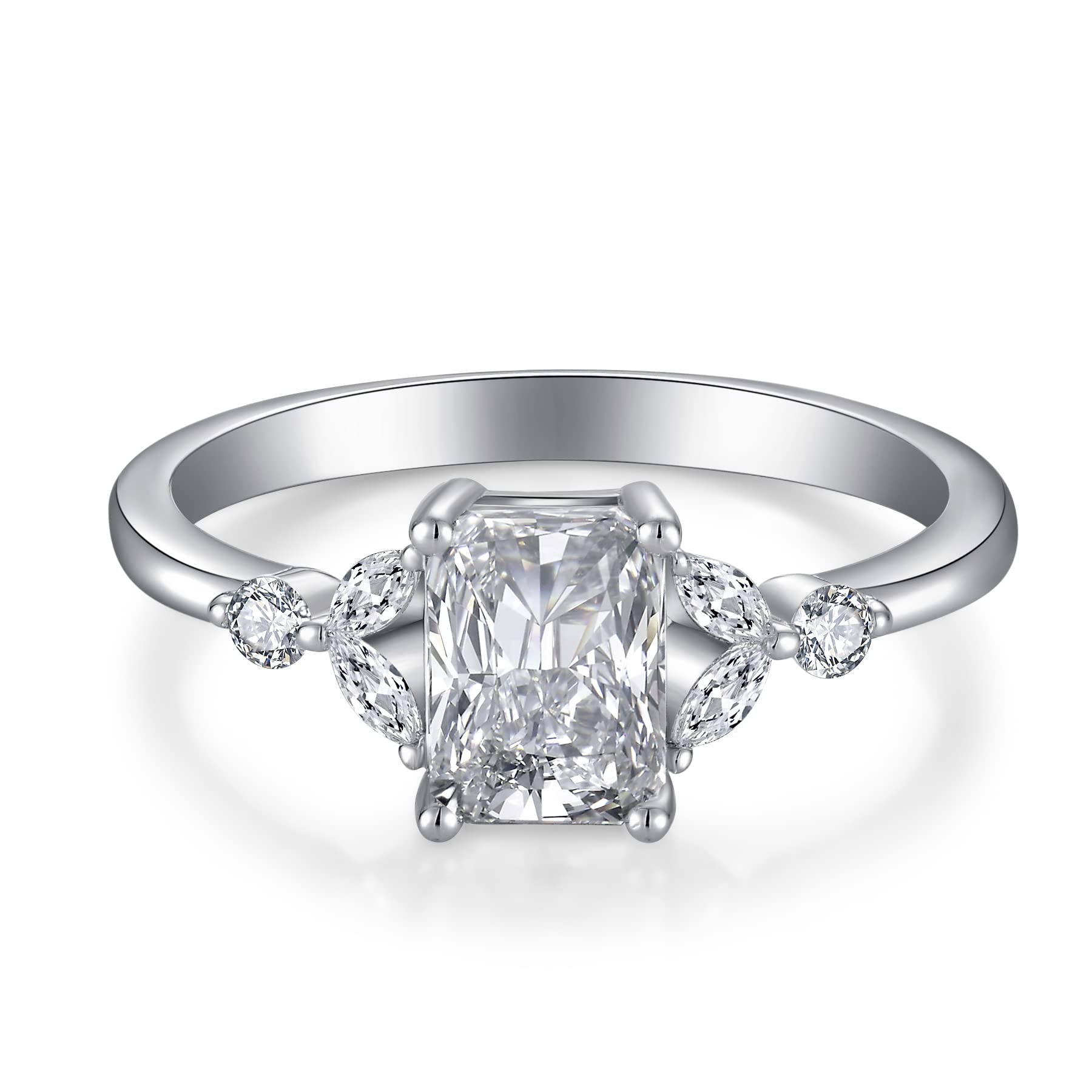 YL Solitaire Engagement Rings for Women 925 Sterling Silver Rectangle Cubic Zirconia Anniversary Rings for Wedding-size 5