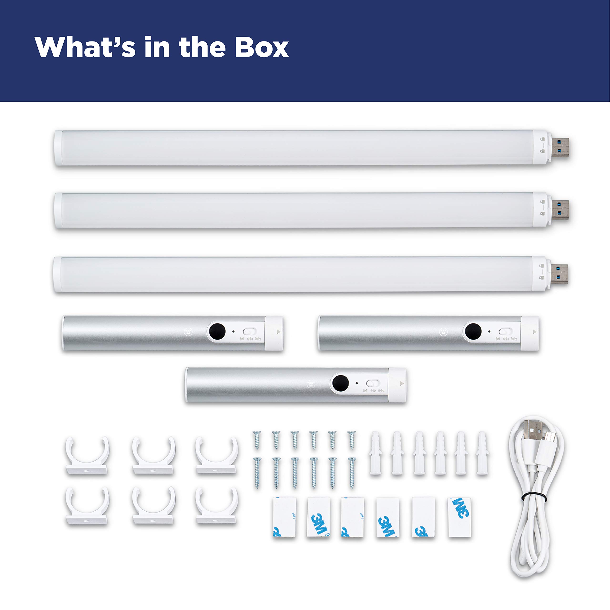 Westinghouse Rechargeable 3-Pack 17.8” LED Wireless Wave Activated Light Bar – Ideal for Under Cabinet Lighting - Touchless Activation and Dimmable – Link up to 10 Light Bars - Installs in Minutes