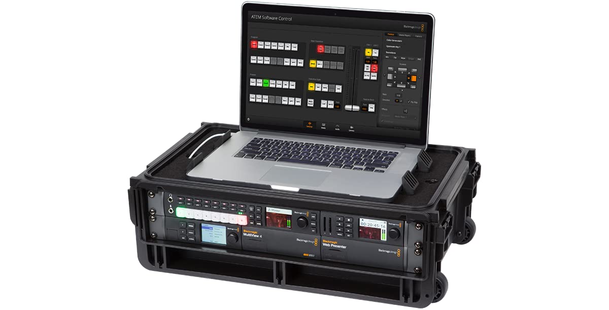 SKB Injection Molded Waterproof 2U Studio Flyer Rack Case with Wheels and Pull Handle