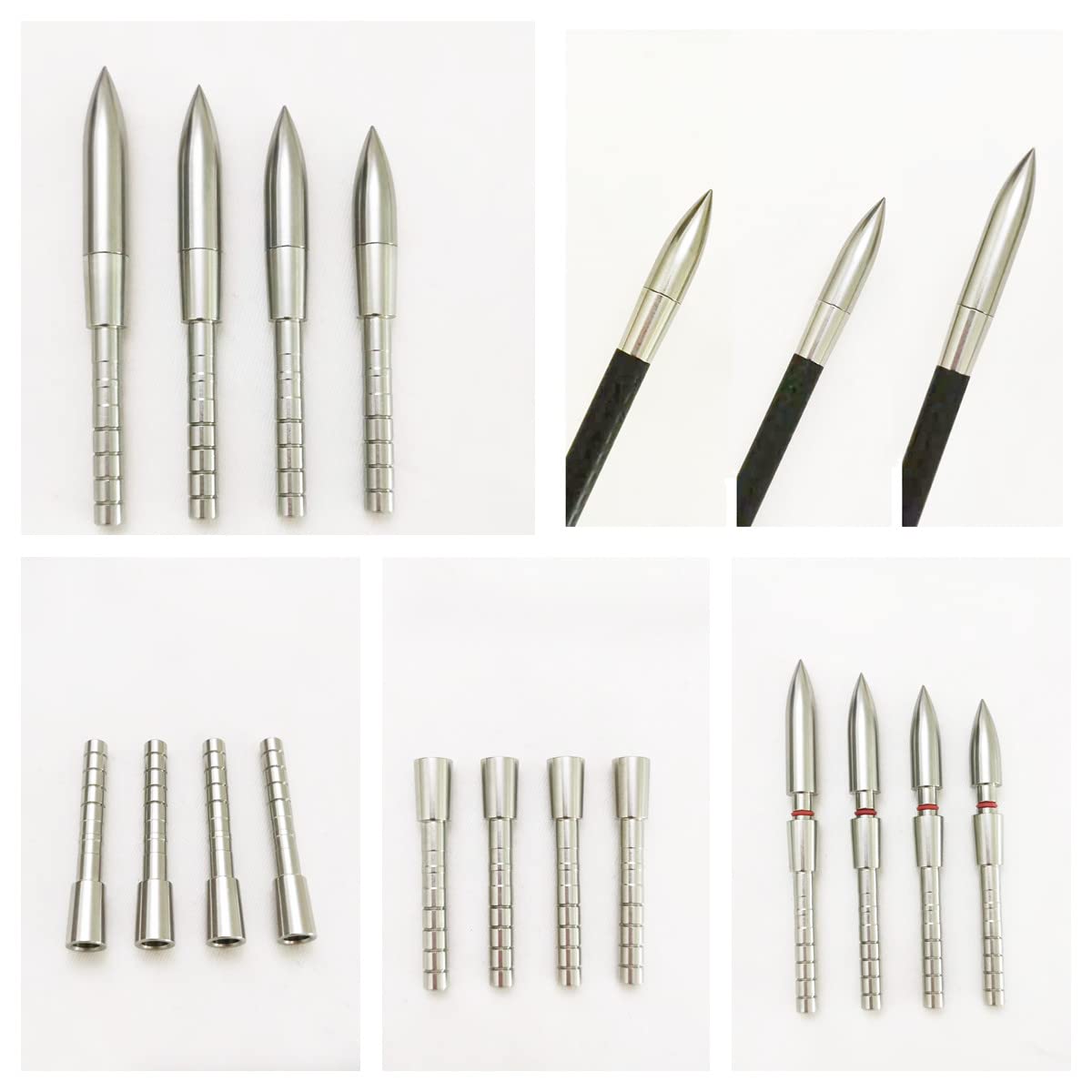 ZOEKO Stainless-Steel Arrow Inserts Suitable for ID .204" OD .281" Carbon Arrows, Suitable for 5/16" Field Points, Cuttable from 60-100 Grain (A Dozen) 3#