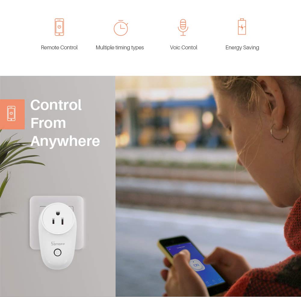 SONOFF S26 WiFi Smart Plug, Wireless Outlet Socket, Works with Alexa, Google Home and IFTTT, Control your devices from Anywhere via APP(US Plug) (2-Pack)