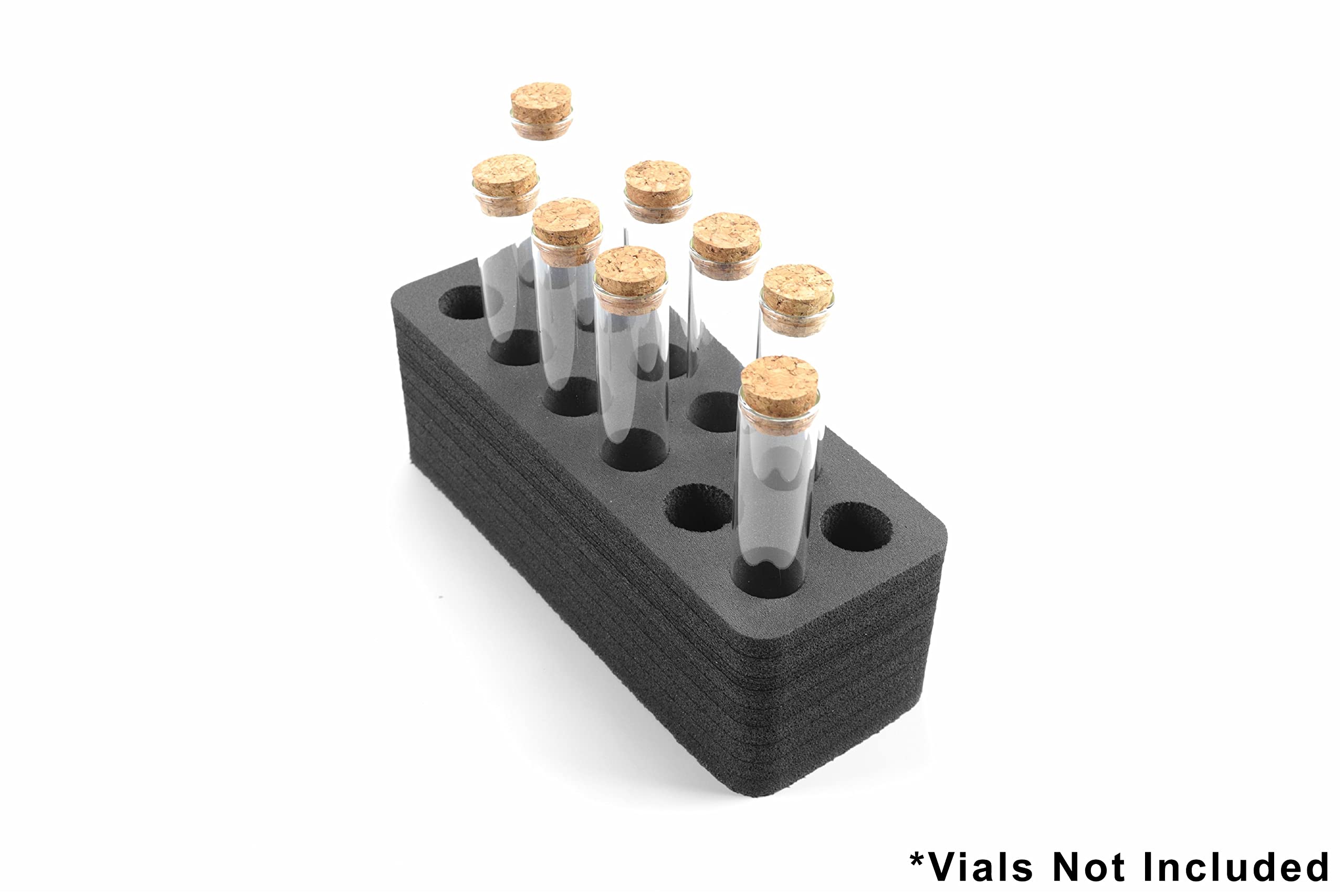 Polar Whale 10 Test Tube Racks Durable Black Foam Storage Holder Organizer Stand Transport Holds 12 Tubes Fits up to 25mm Diameter
