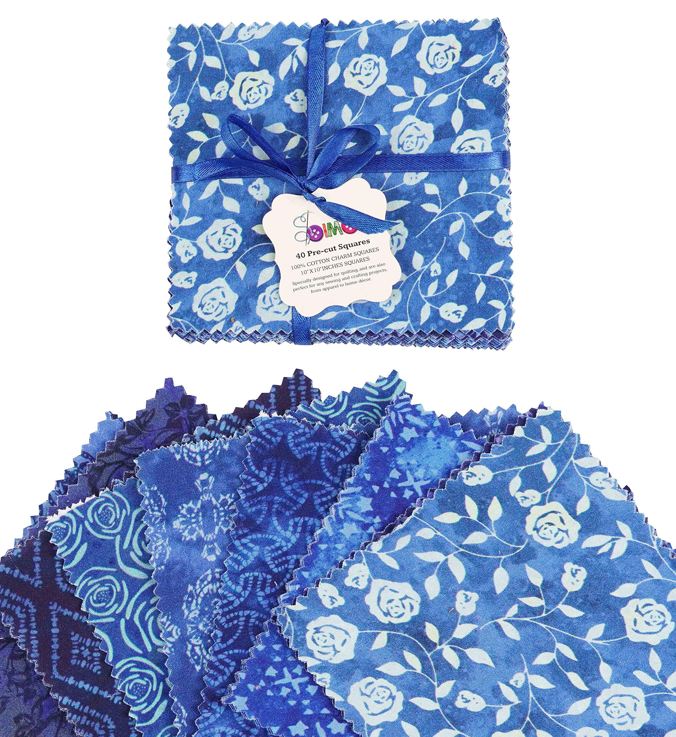 Soimoi Batik Print Precut 10-inch Cotton Fabric Quilting Squares Charm Pack DIY Patchwork Sewing Craft