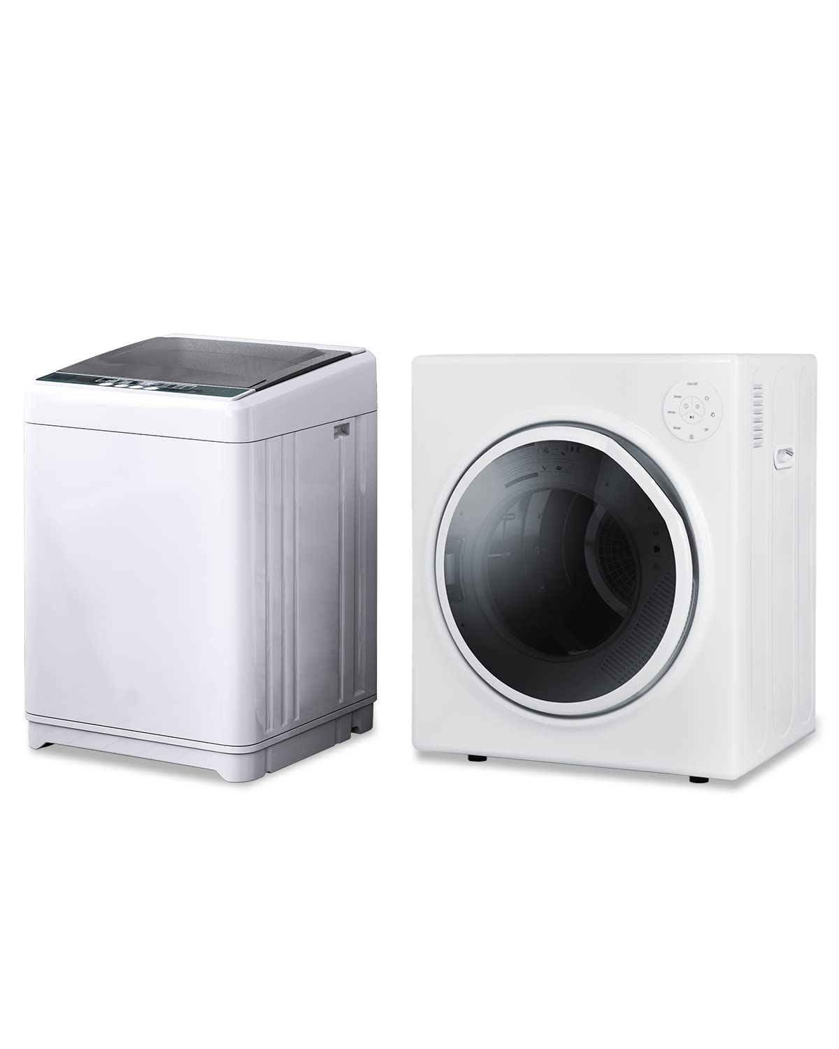 TABU Washer and Dryer Combo Set, 17.6lbs Full-Automatic Washing Machine with Drain Pump & 13LBS Portable Clothes Dryer (White)