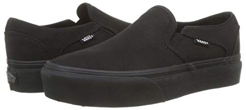 Vans Women's Asher Platform Sneaker, Canvas Black Black, 6