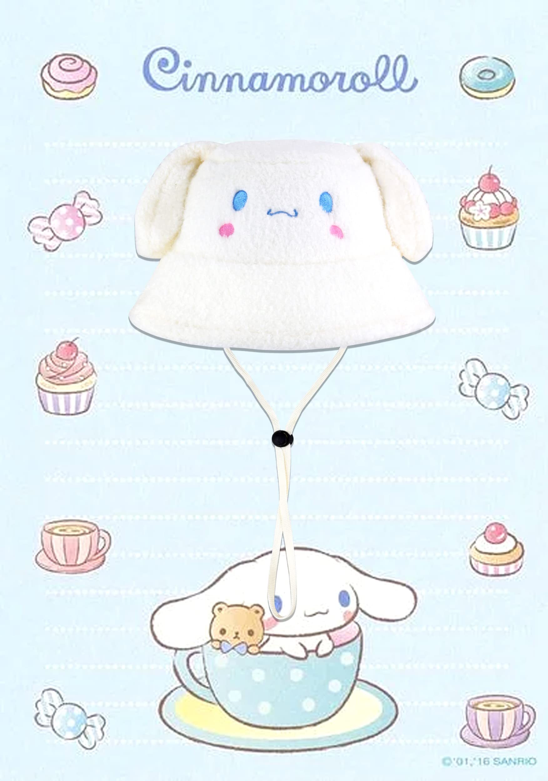 Roffatide Anime Cinnamoroll Bucket Hat for Boys Girls Cotton Embroidery Foldable Sun Hat Fishing Beach Hat
