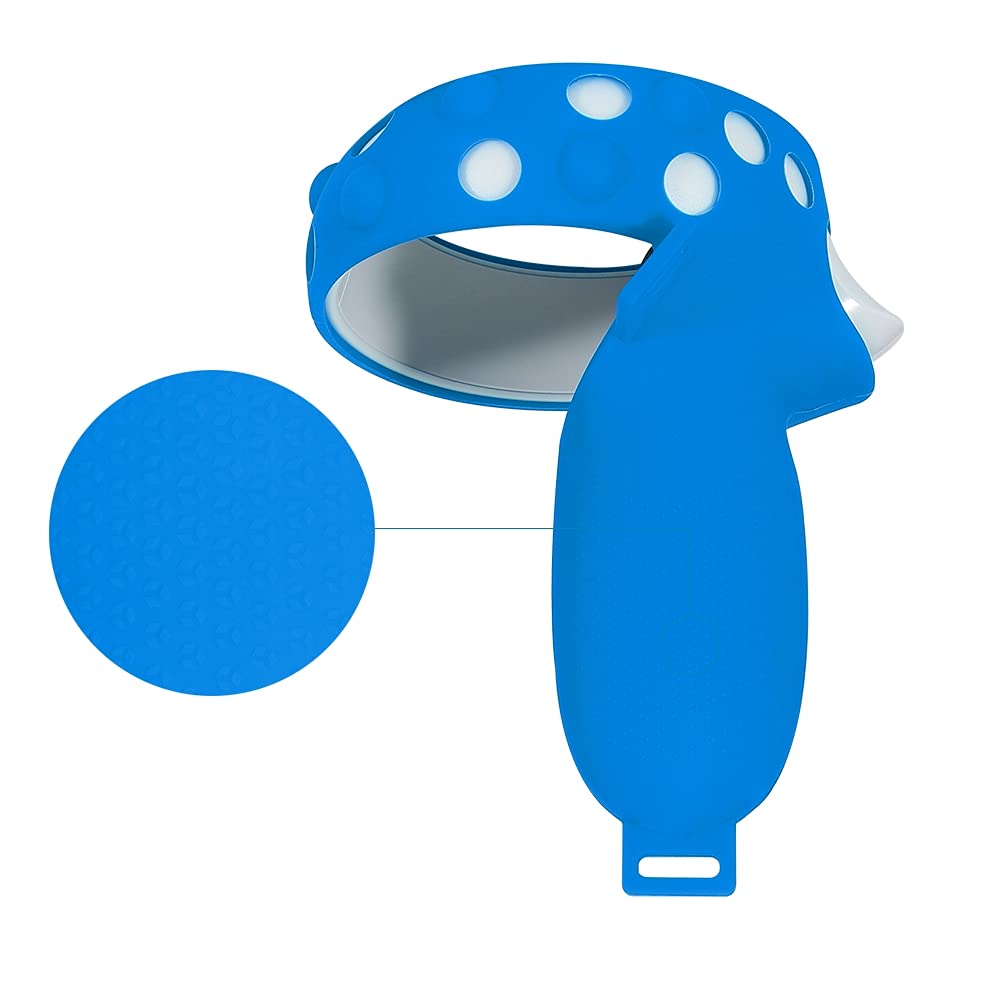TUTUO Grip Cover for Oculus Quest 2 Touch Controller Accessories, Silicone Anti-Fall Protector with Adjustable Hand Strap(Blue)