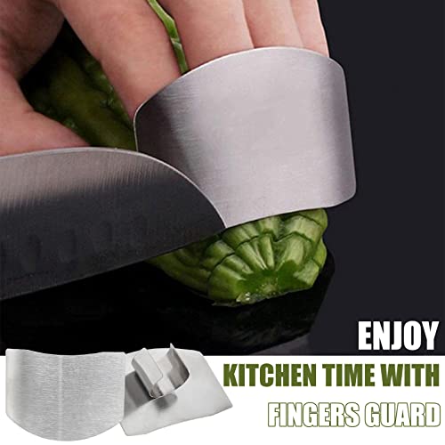 Suiwotin 4pcs Stainless Steel Finger Protector for Cutting, Metal Finger Guard for Chopping Vegetables, Kitchen Finger Guard for Dicing and Slicing (Single Finger)