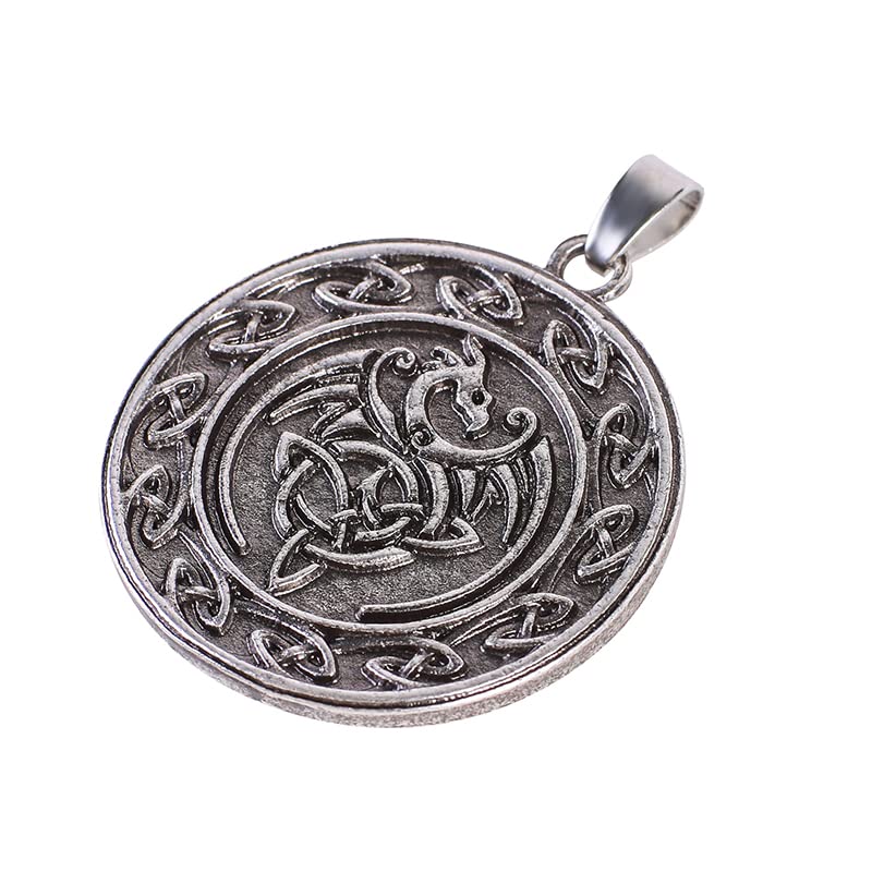 QIANJI Celtic Dragon Capricornus constellation Pendant Necklace Celtic Knot Wolf Necklace