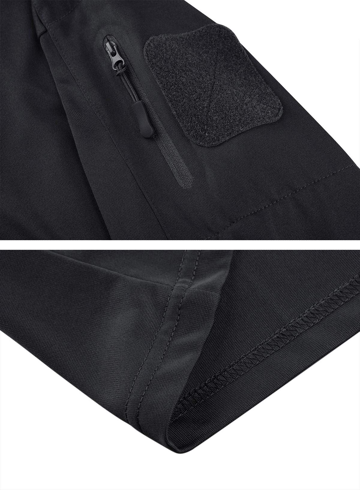 TACVASEN Men's Athletic Shirts Long Sleeve Workout Hiking Golf Polo Active Shirt Black L