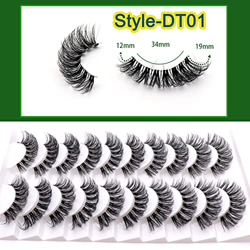 Veleasha Russian Strip Lashes and 5D Faux Mink Lashes ,Natural Lashes Wispy Fluffy False Eyelashes 2 Styles 2 Sets Pack