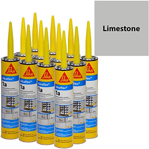 Sikaflex 1A Polyurethane Premium Grade High Performance Elastomeric Sealant, 10.3 fl oz Capacity, Limestone, 12 Tubes