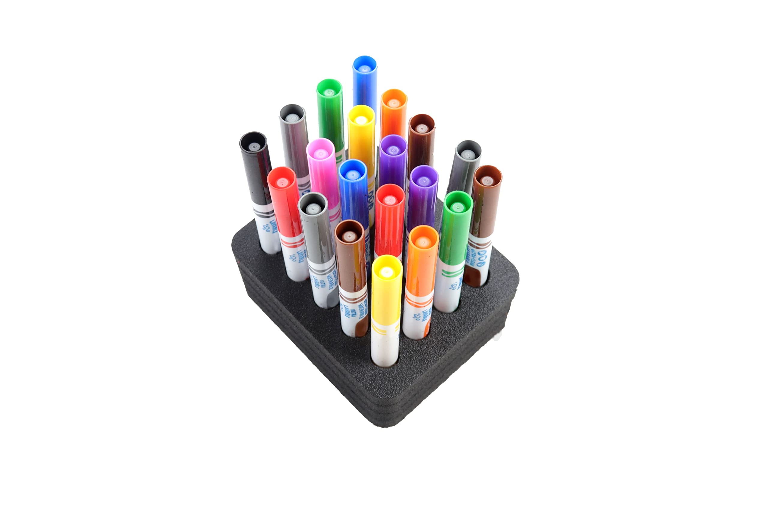 Polar Whale 4 Washable Marker Desk Stand Organizers Compatible with Crayola and Others Design Storage Tray Supply Non-Scratch Non-Rattle Washable Durable Black Foam Each Holds 20