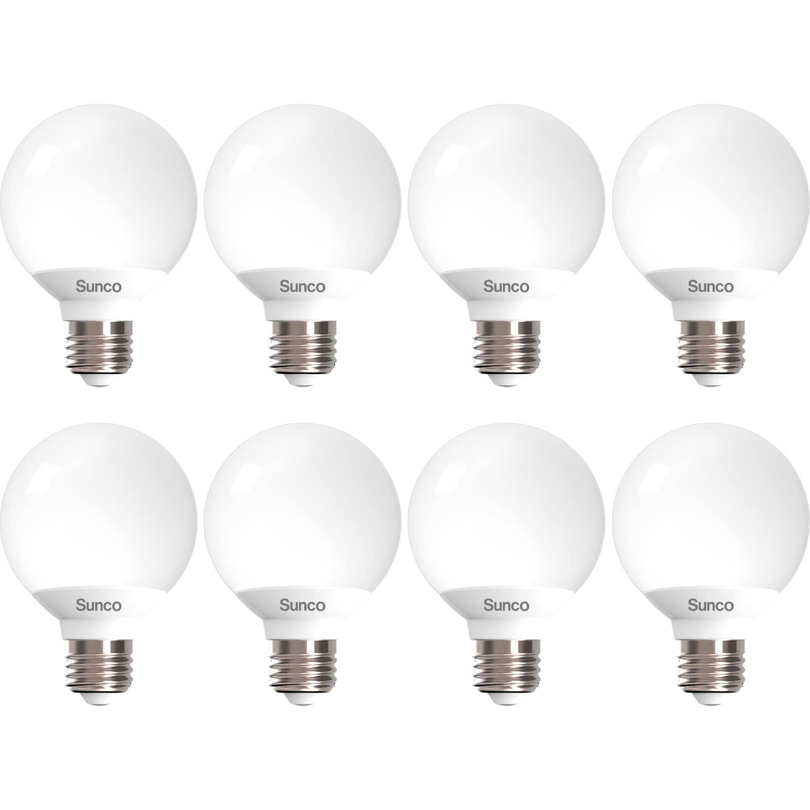 Sunco 8 Pack Vanity Globe Light Bulbs G25 LED for Indoor Bathroom Mirror Living Area, CRI92 5000K Daylight, Dimmable 450 LM, 6W, E26 Base, Round Frosted Classic Ambient Decorative Bulb, UL