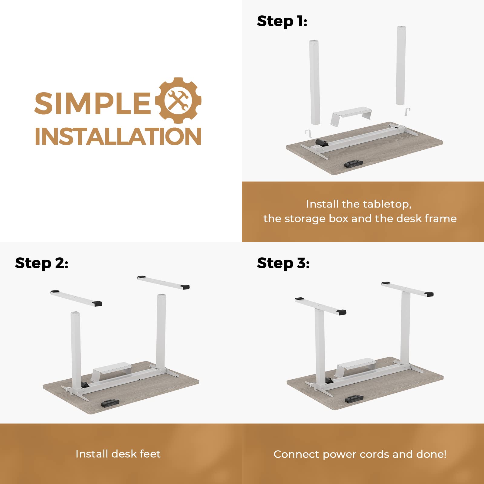 SANODESK Standing Desk Adjustable Height, 48x24 Inch Electric Standing Desk with Headphone Hook, Stand up Desk for Home Office Computer Desk,Handset with 4 Memory Presets and Charging Ports