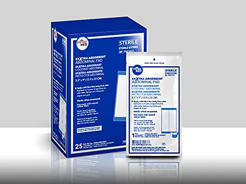 Sterile Abdominal Pad 5 inch x 9 inch Combination Pads, 25 Pack of ABD Pads