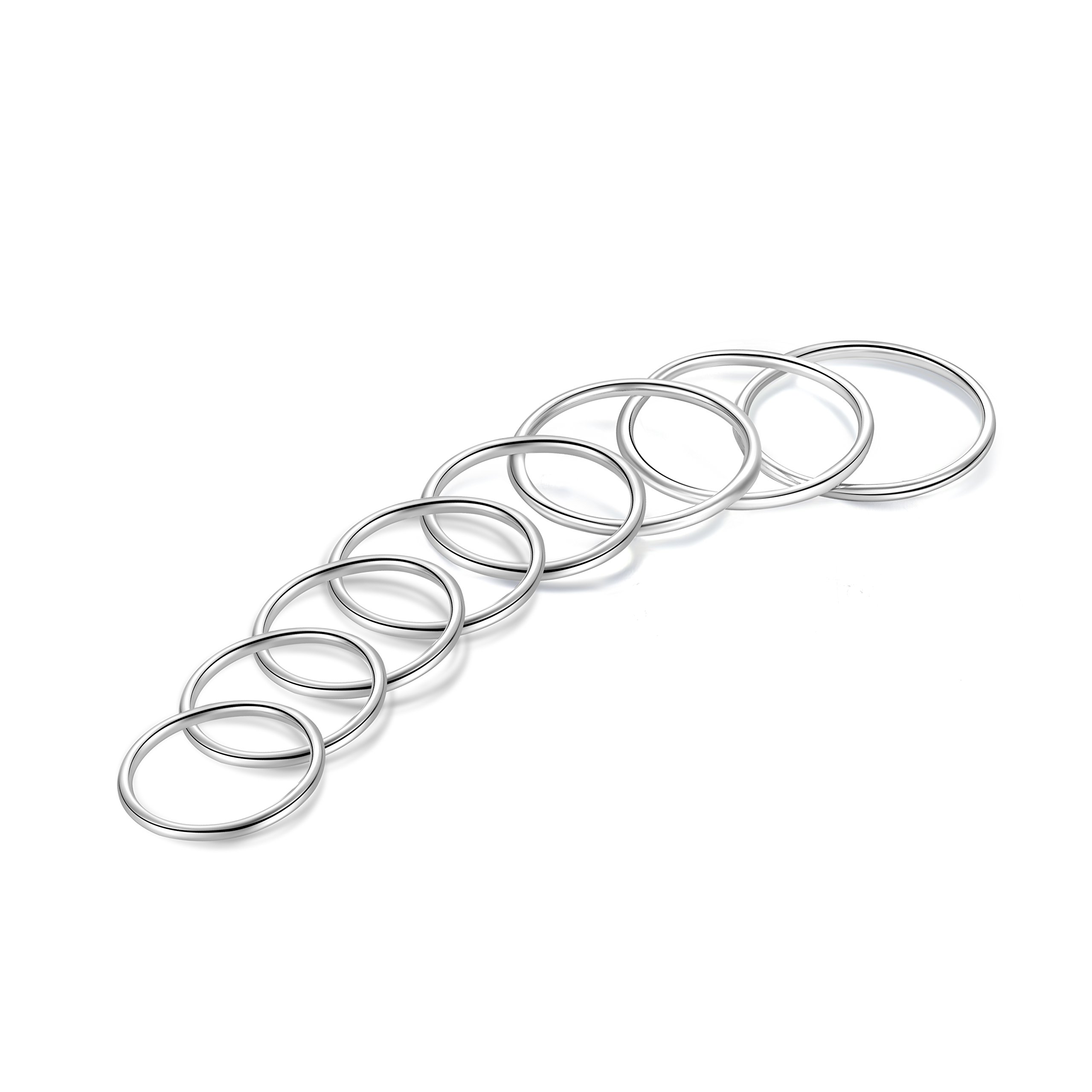 SILBERTALE Thin Knuckle Rings 925 Sterling Silver Midi Stacking Pinky Thumb Ring Band for Women Size 4.25