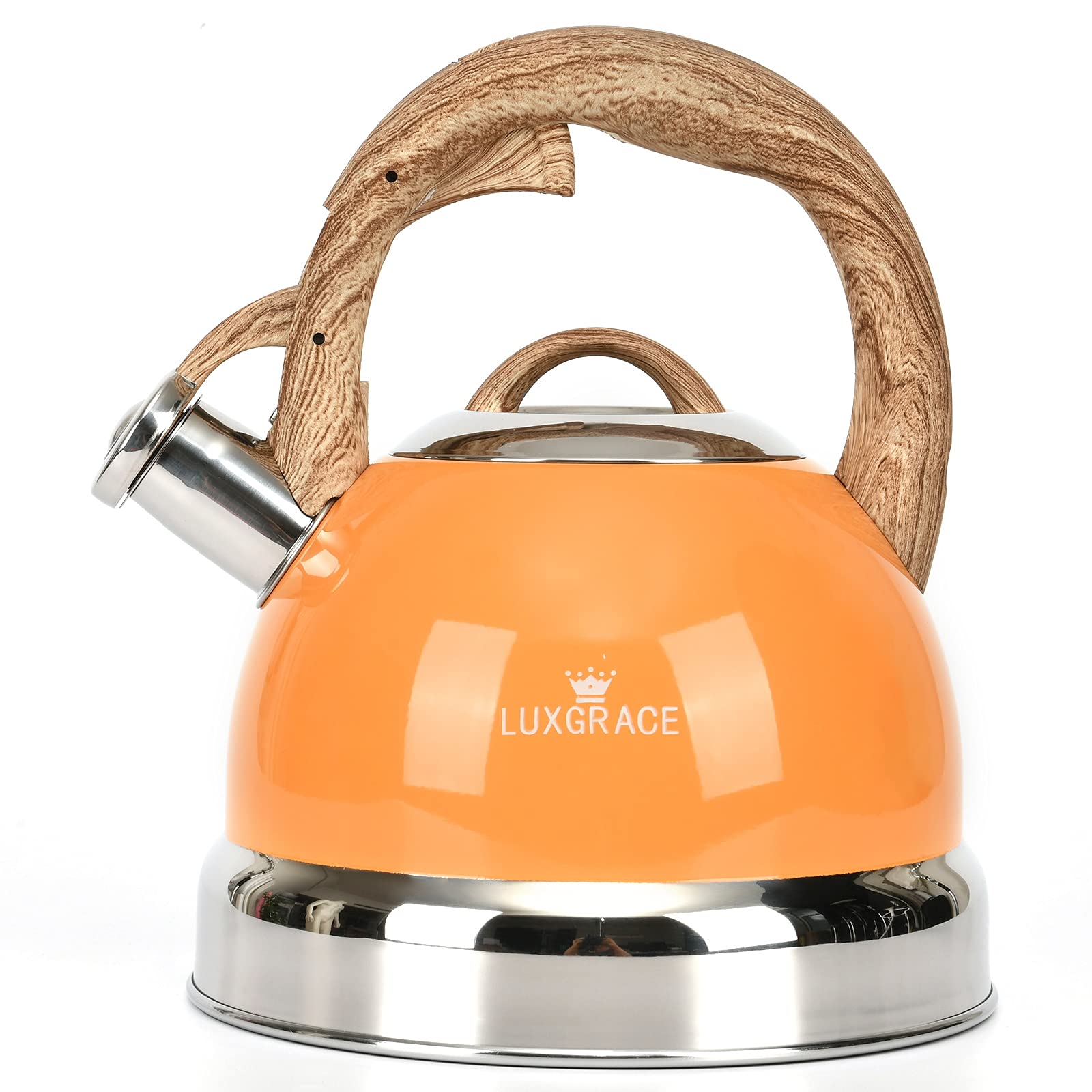 s-p Tea Kettle -2.5 Quart Stovetop Whistling Teapot Stainless Steel Tea Pots for Stove Top Whistle Tea Pot, Orange