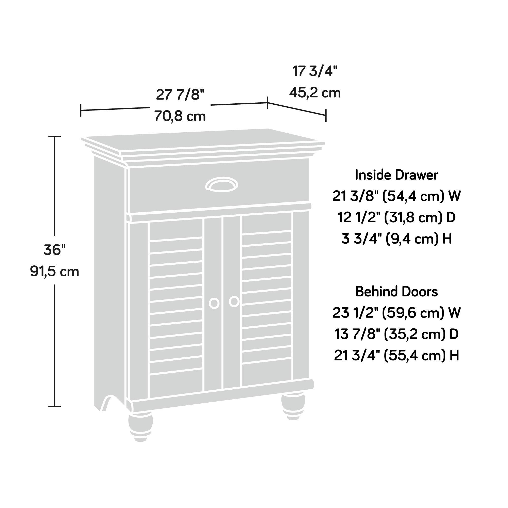 Sauder Harbor View Storage, L: 27.87" x W: 17.8" x H: 36.02", Curado Cherry Finish