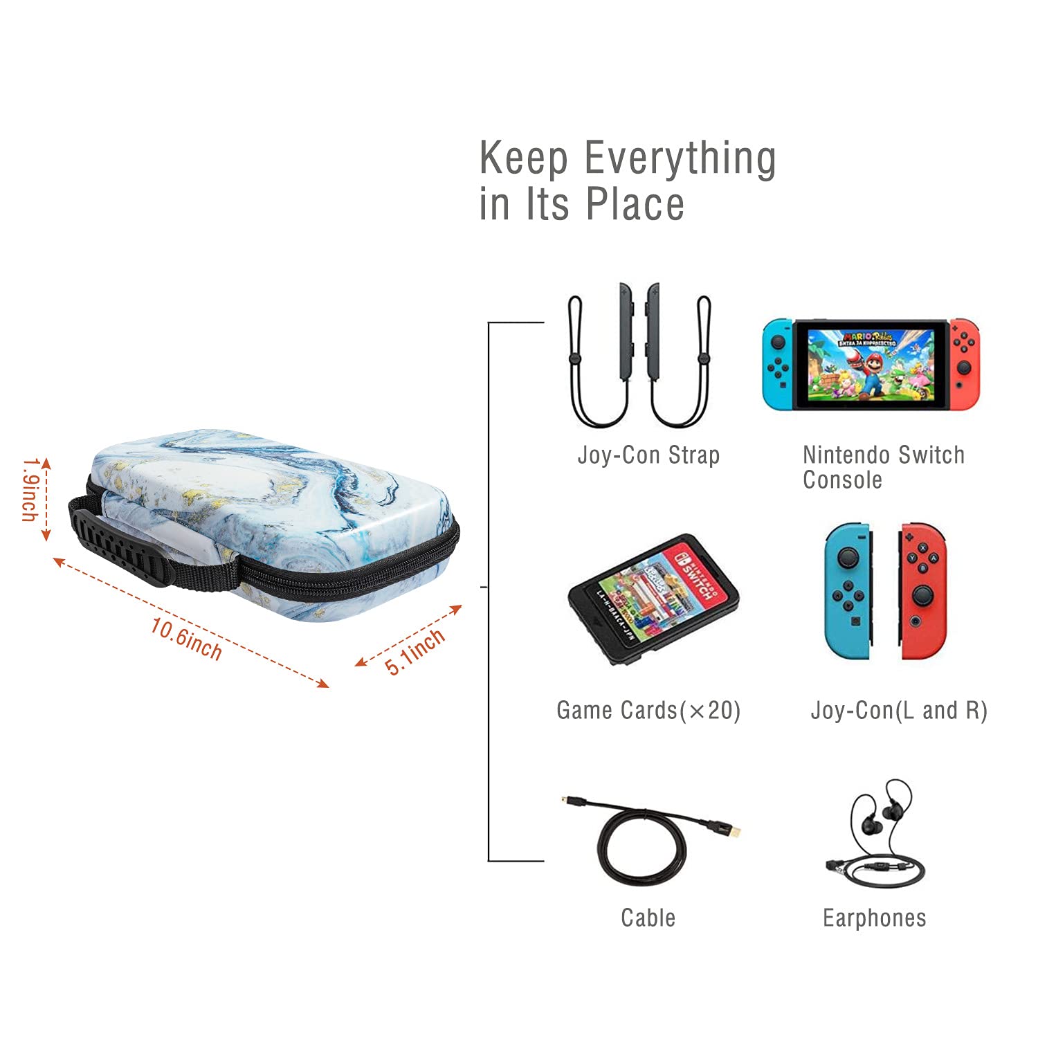 Vimorco Carry Case for Nintendo Switch, Switch OLED Model(2021) Case, Portable Shockproof Hard Shell Protective Travel Bag with 16 Game Card Slots for Nintendo Switch, Green Flower