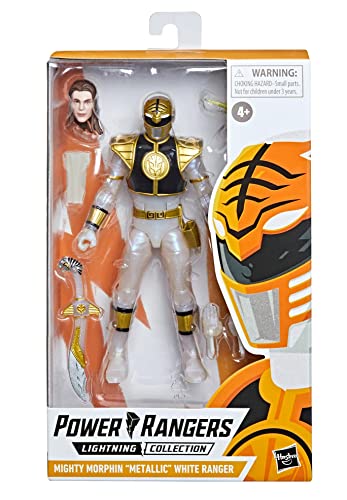 Power Rangers Lightning Collection 6-Inch Mighty Morphin Metallic White Ranger Collectible Action Figure Toy with Accessories, F3952