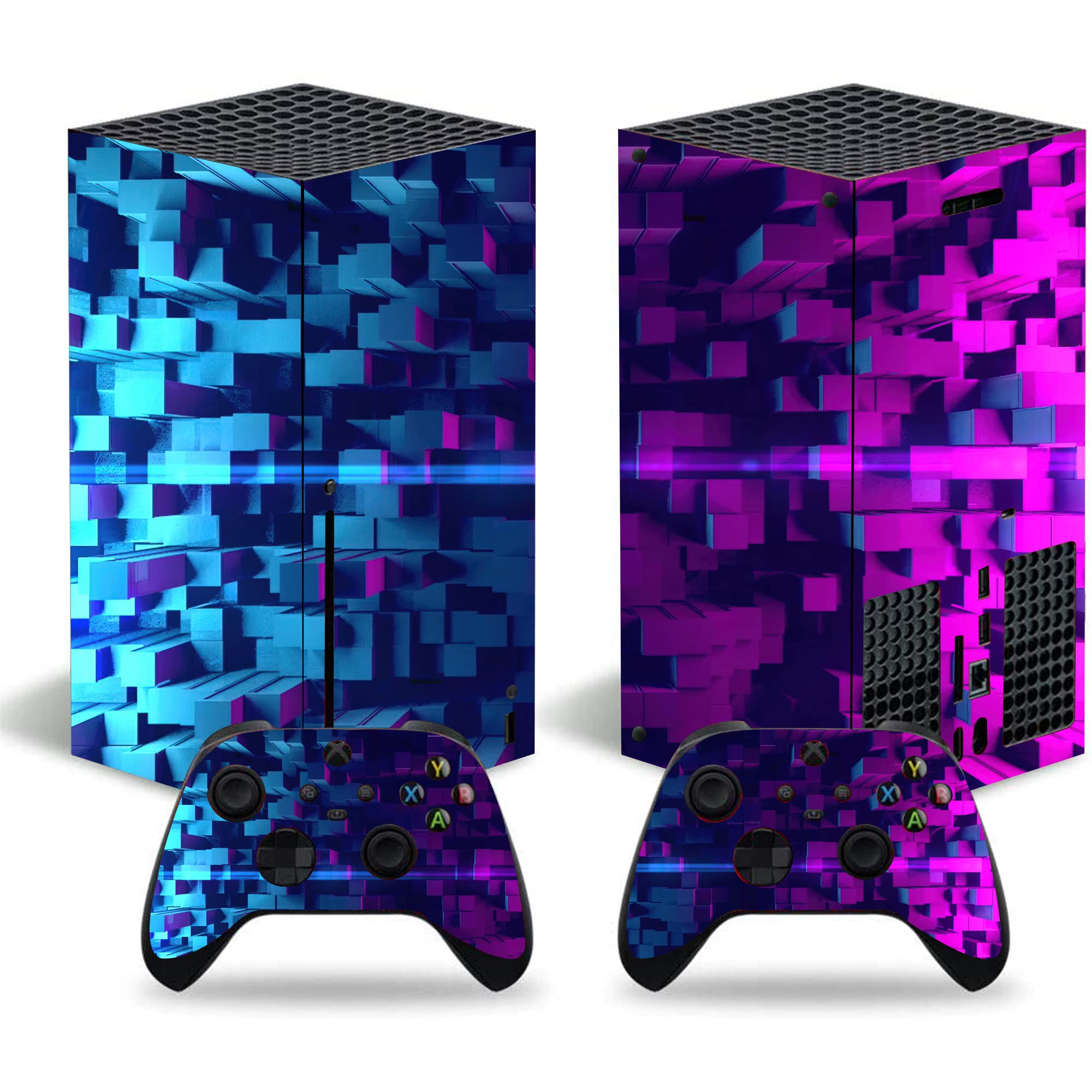 X-Box Series X Skin Set,Colorful Tube Protector Wrap Cover Protective Faceplate Full Set Compatible with X-Box Series X Console and Controller Skins