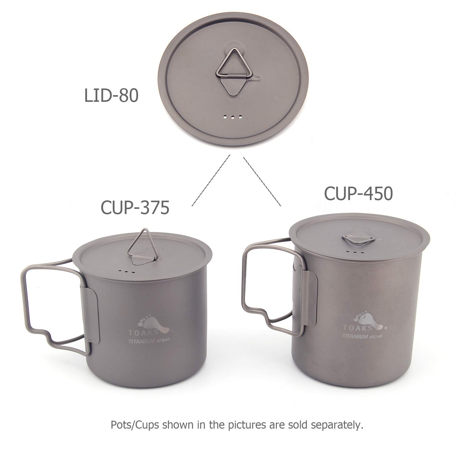 TOAKS LID Titanium Pot or Cup 80mm/90mm/115mm/130mm/145mm/170mm (LID-80)