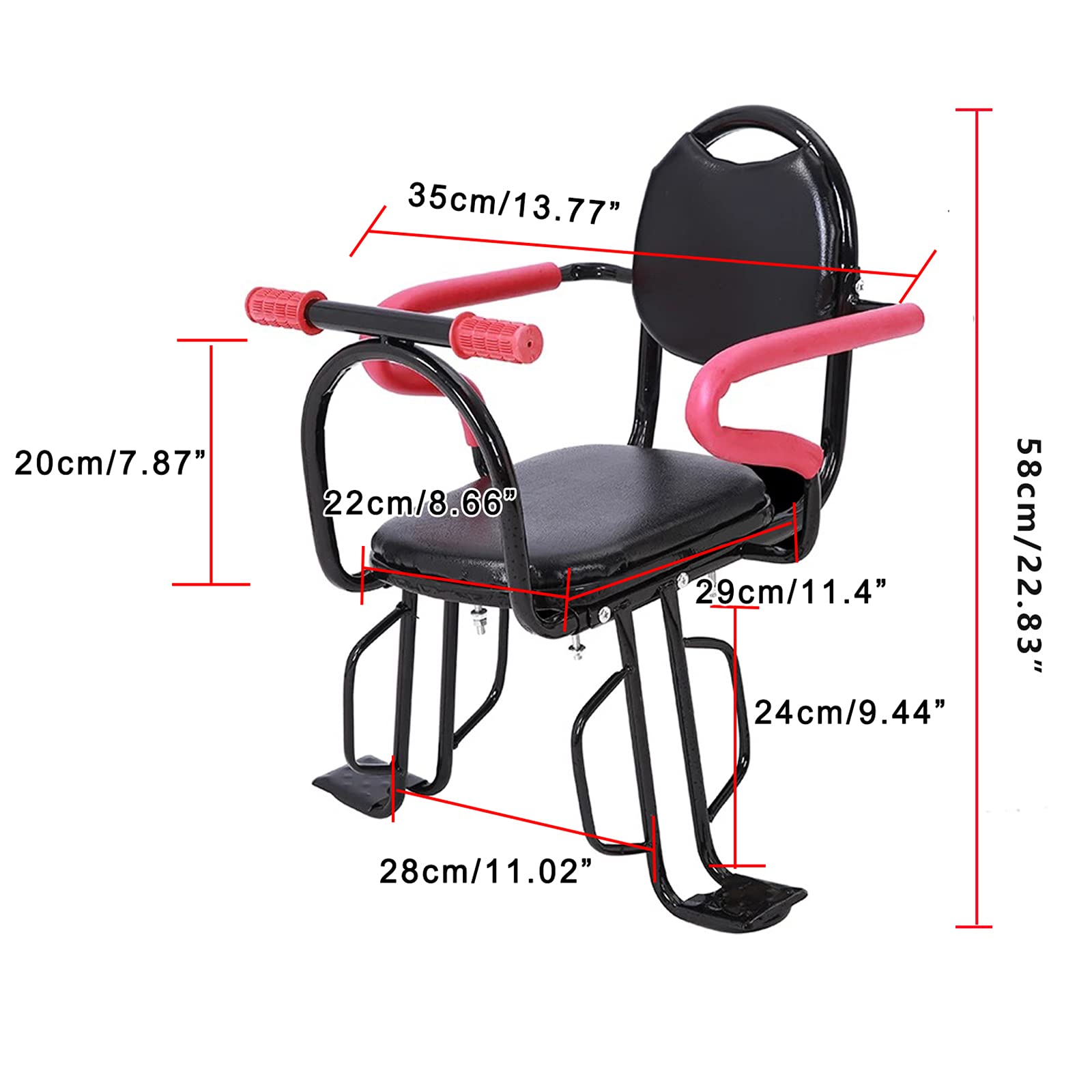 TWSOUL Rear Bicycle Seat for Child, Quick Dismounting Mount Kid Carrier, with Non-Slip Armrests, Protective Netand Pedals Padded Seat Belt, with Installation Tools (UP to 120 Pound)