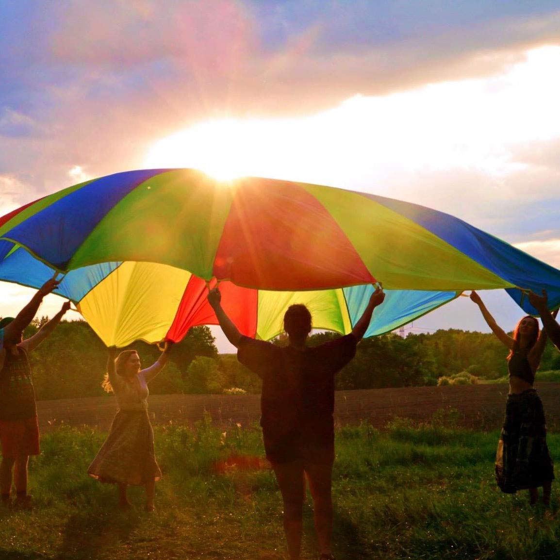 Sonyabecca Parachute, Play Parachute 16ft with 12 Handles for Kids Cooperation Group Play
