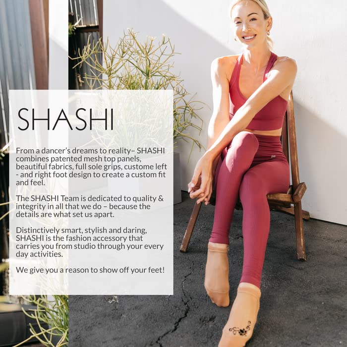 Shashi Charcoal Glitter Mesh Non Slip Ergonomic Socks Pilates Barre Ballet Yoga Dance, Small, 5.5-7.5