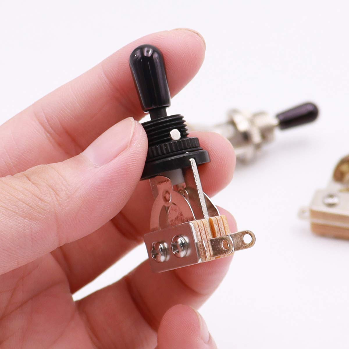 smseace 3 Way Guitar Toggle Switch Pickup Selector Black Metal hat Replaceable Black Switch tip Short Straight Guitar Toggle Switch Pickup Selector D-M-007