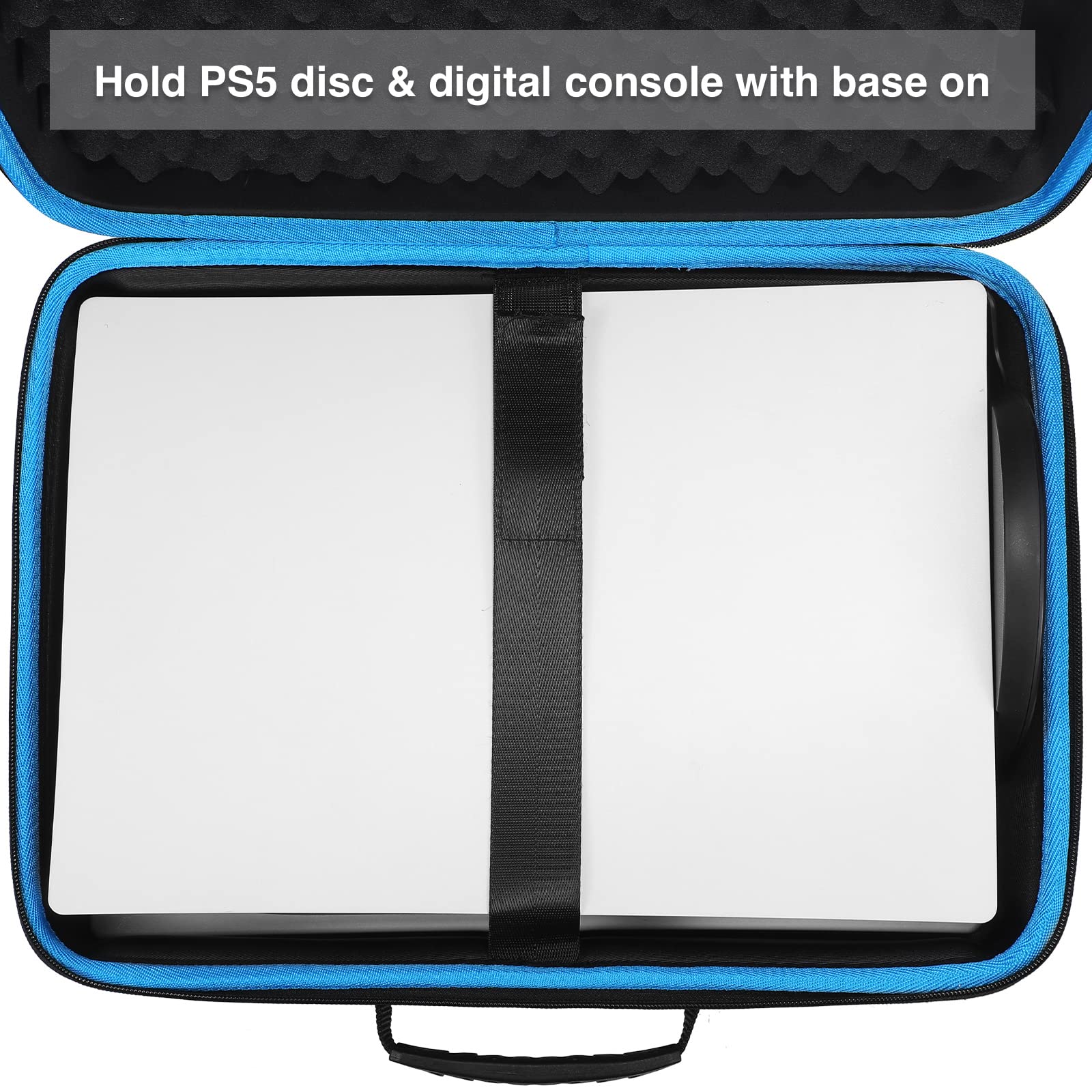 Zadii Hard Shell Case Compatible with PS5, Protective Travel Bag Holds PlayStation 5 Console with Base on, DualSense Controller and Other Accessories