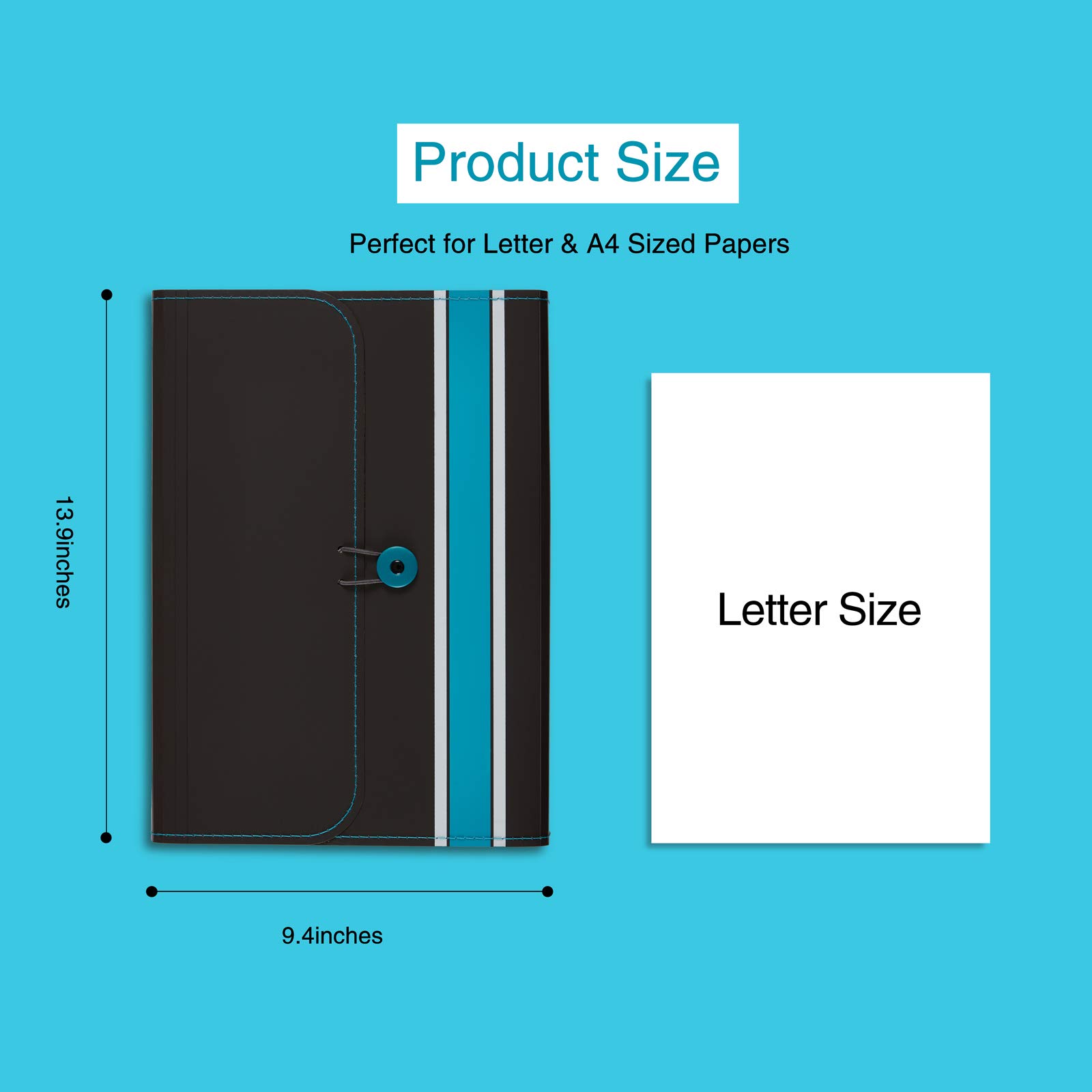 Sooez Expanding File Folder Paper Organizer with Sticky Labels, 7 Pockets File Organizer Accordion File Organizer, Letter/A4 Paper/Document Folder Organizer, File Folder Organizer File Holder, Blue