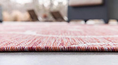 Unique Loom Outdoor Botanical Collection Area Rug - Curl (7' 1" x 10' Rectangle, Rust Red/ Ivory)