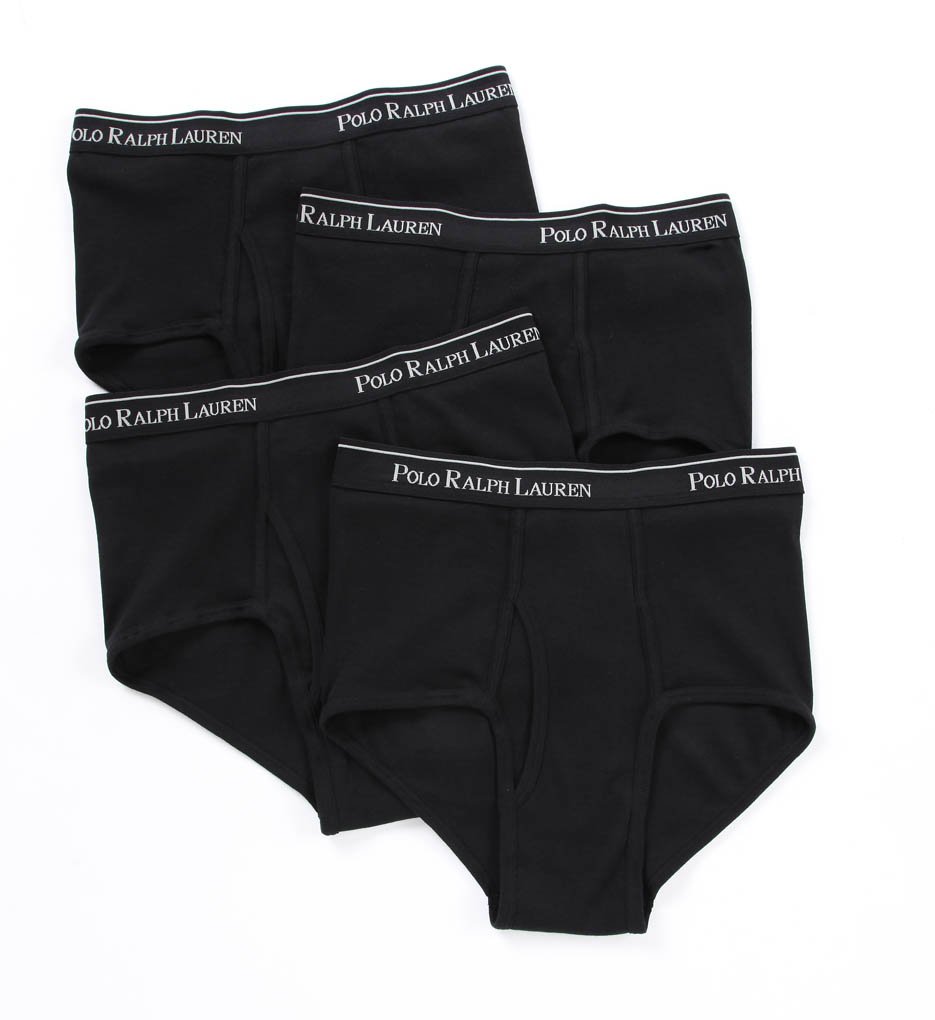 Polo Ralph Lauren Classic Mid-Rise Brief 4-Pack, XL, Black
