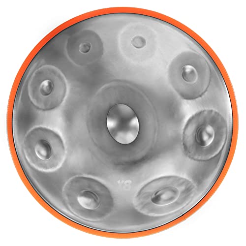 X8 Drums Pro Handpan D Kurd Stainless Steel w/Bag, D3/A3, Bb3, C4, D4, E4, F4, G4, A4, 23 inches, Silver (X8HPDK)