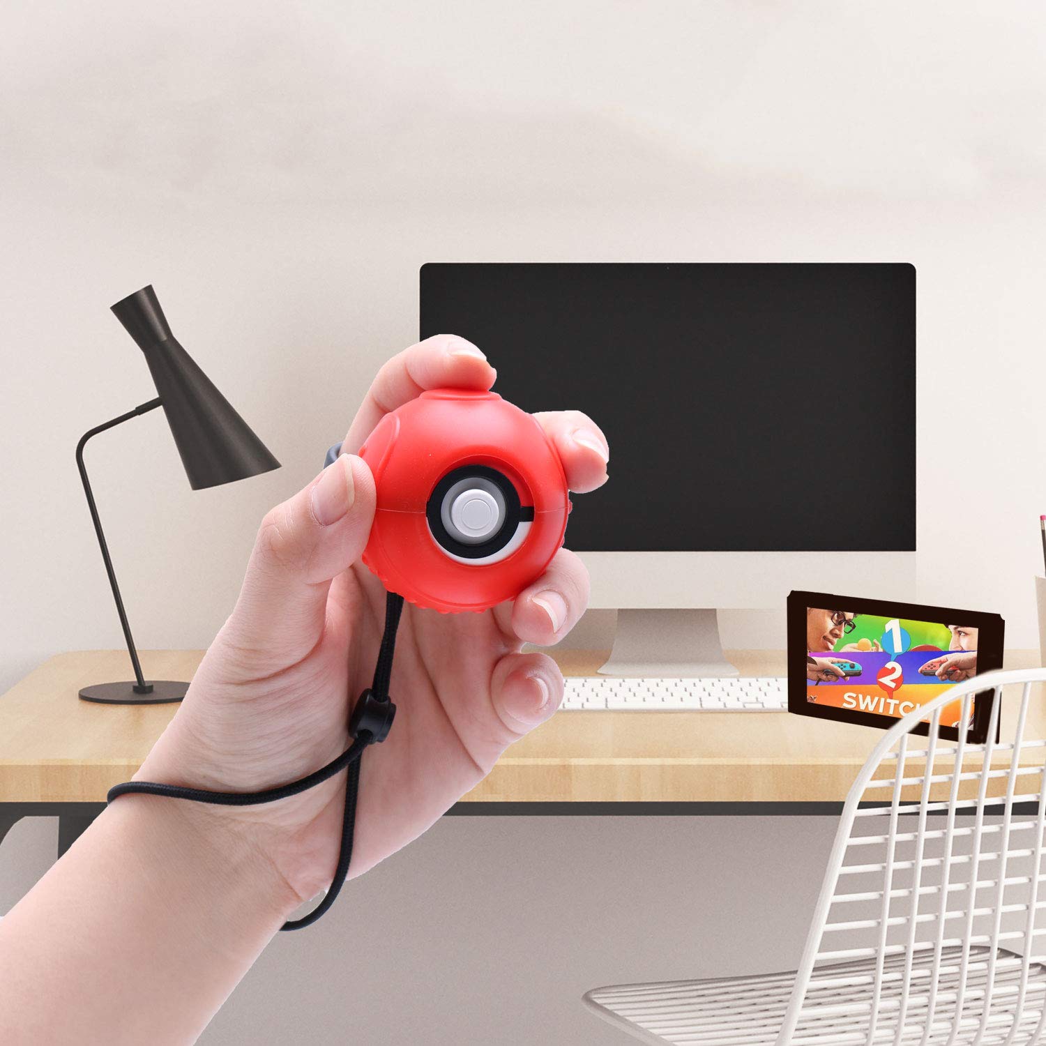 Silicone Grip Case for Poke Ball Plus Controller, Accessories Rubber Skin Protective Cover Case Compatible with Nintendo Switch Pokemon Lets Go Pikachu Lets Go Eevee Poke Ball Plus - Red