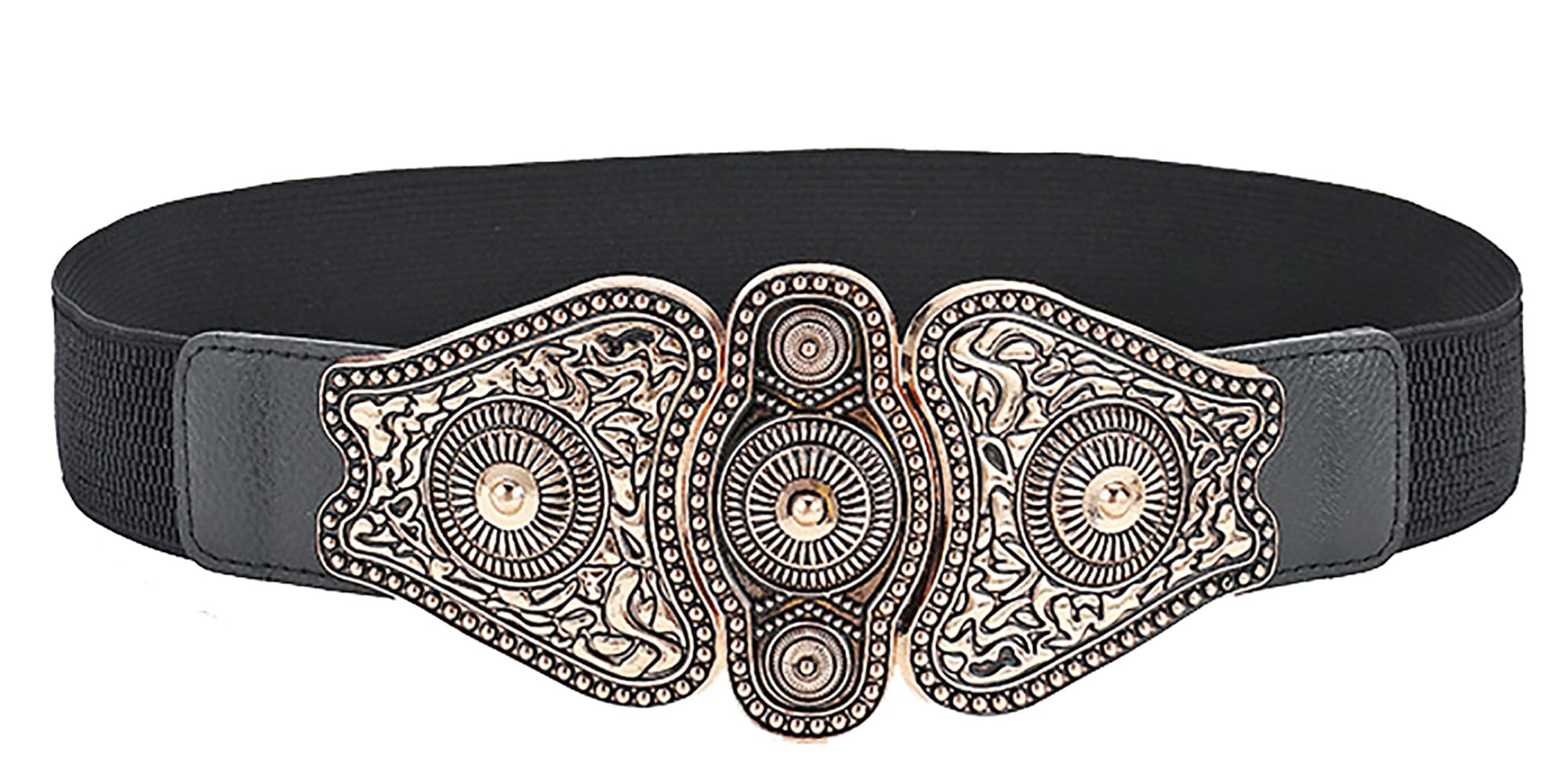 Women Wide Elastic Stretch Vintage Antique Retro Buckle Belt