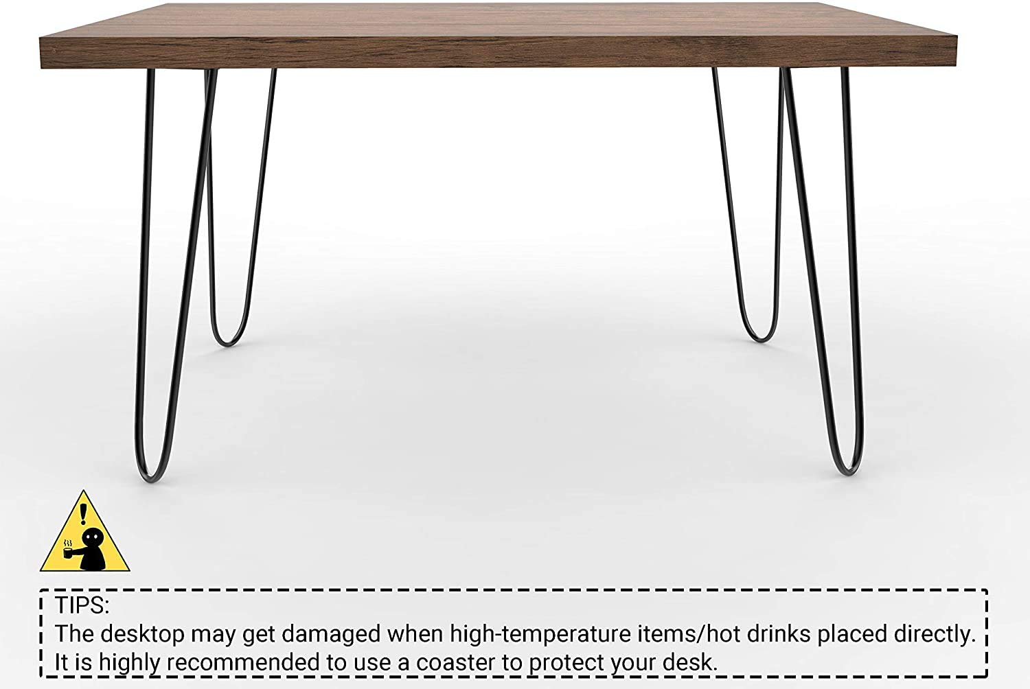 Writing Computer Desk Modern Simple Study Desk Retro Hairpin Compact Laptop Table for Home Office Notebook Desk Brown Desktop Black Leg