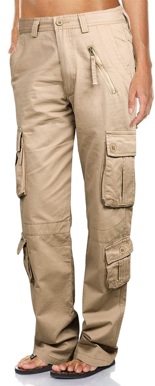 SEAFORM Womens Cotton Cargo Pants Military Combat Hiking Cargo Pants Outdoor Sports Camping Workwear Pants with Multi-Pockets