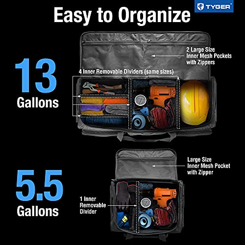 Tyger Rear Underseat Cargo Storage Bags Organizer Large & Small Size Combo (5.5 & 13 Gallons) Compatible with Ford, Chevy, Ram and Toyota Crew Cab Full Size Pickup Trucks | TG-CB3U2218