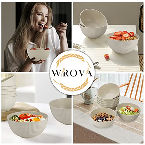 Wrova Wheat Straw Bowl Sets of 8,Unbreakable Cereal Bowl 26 OZ,Microwave and Dishwasher Safe Bowls,Kids Bowl suitable for Cereal,Salad,Snack and Soup. Winter-Snow Series