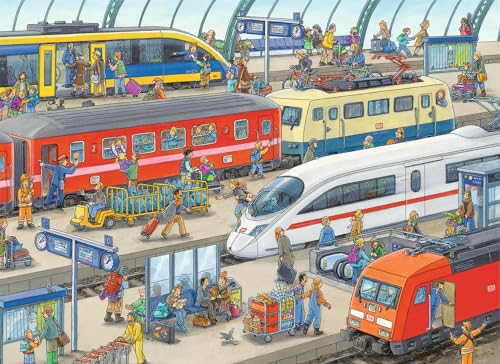 Ravensburger Railway Station Jigsaw Puzzle - Unique 60-Piece Puzzle for Kids, Anti-Glare Surface | FSC-Certified Materials | Great for Developing Skills & Creativity