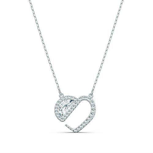 SWAROVSKI Hear Heart Pendant Necklace, Heart Pendant with White Crystals and Rhodium Finish Chain, an Amazon Exclusive