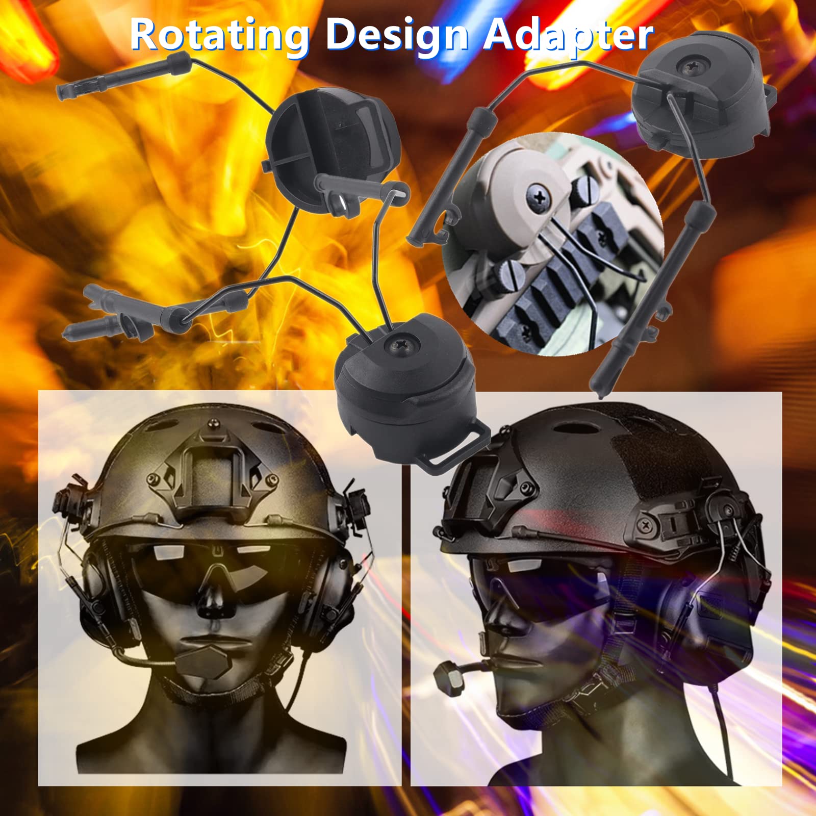 Xbgozly 1Pair Headset Helmet Adapter, Headphone Adapter Tactical Helmet Headset Rail Adaptor Suspension Headphones Bracket Hunting Earmuffs Support Left & Right Side for comtac (Sand color)