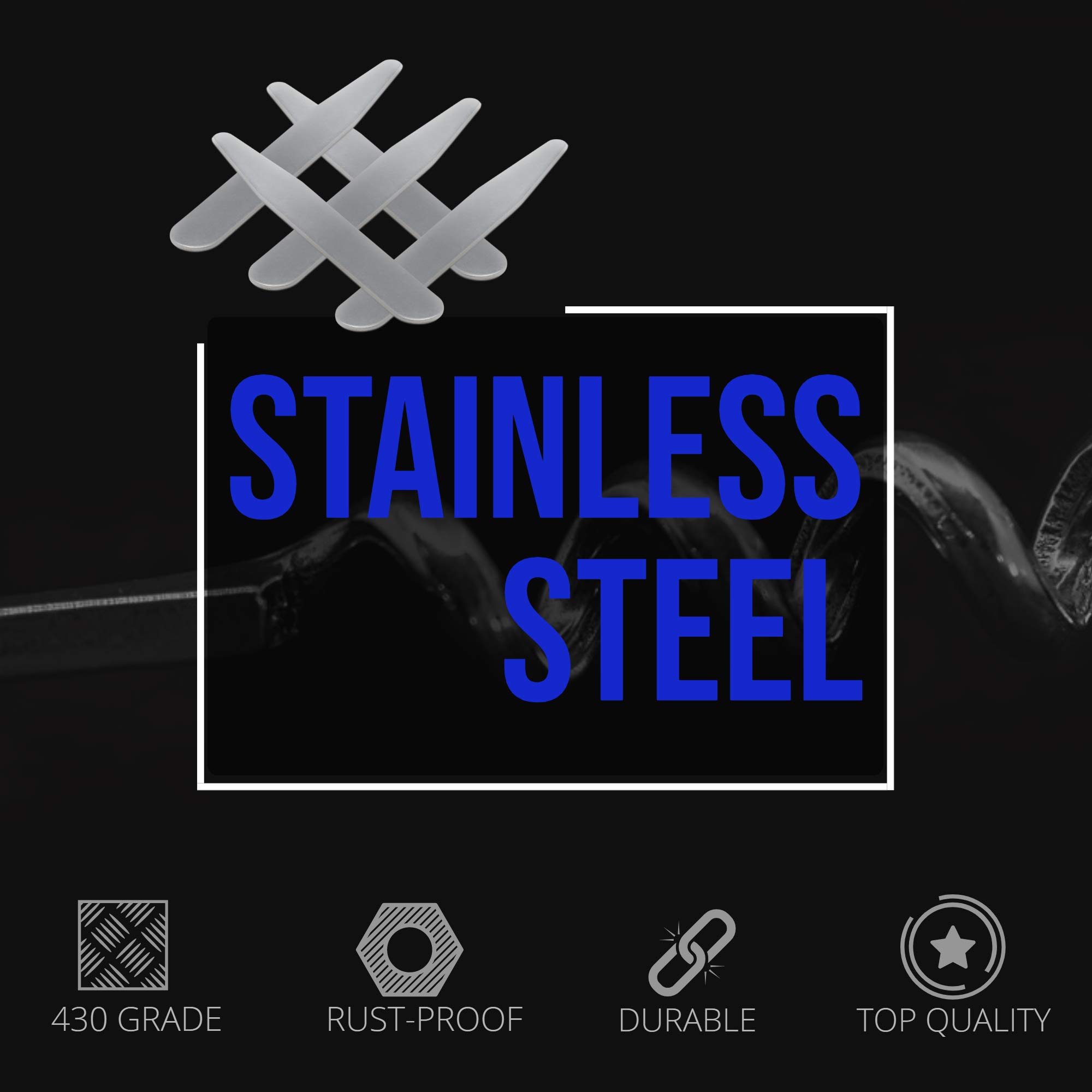 Quality Stays Metal Collar Stays for Men – 40 Dress Shirt Collar Stays for Men, 3 Sizes in a Divided Sapphire Box