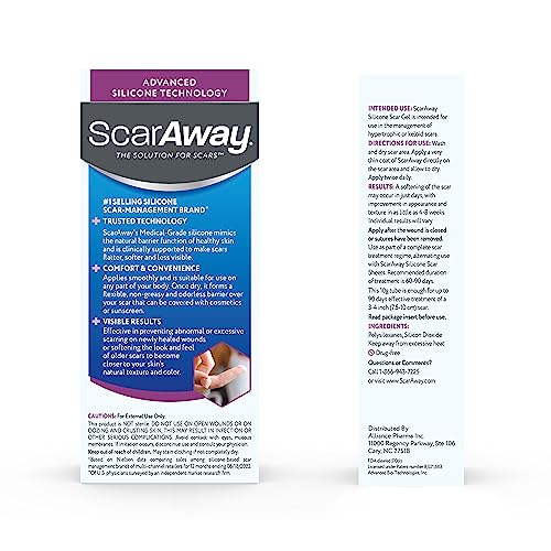 ScarAway Silicone Scar Gel, Helps Improve Size, Color & Texture of Hypertrophic & Keloid Scars from Injury, Burns & Surgery, Water Resistant, 10g (0.35 Oz)